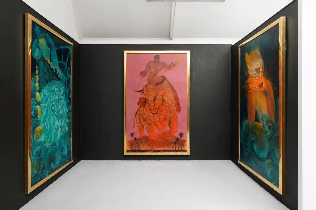 Maxim Burnett's Triptych Industry Incarnate Installed - London Art Fair